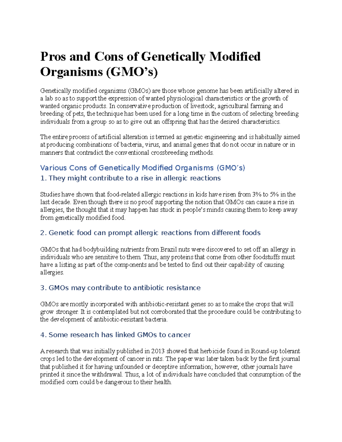 GMO Debate - Pros and Cons of Genetically Modified Organisms (GMO’s ...