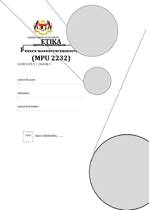 Folio etika professional kendiri - KOLEJ VOKASIONAL MUAR TAHUN 2020 MPU 2232 ETIKA ...