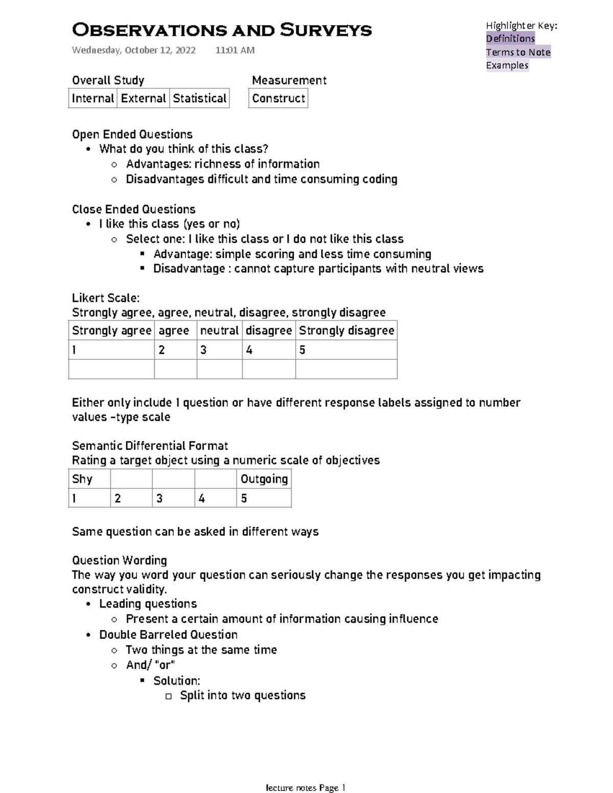 Lecture notes chp 6 - Highlighter Key: Definitions Terms to Note ...