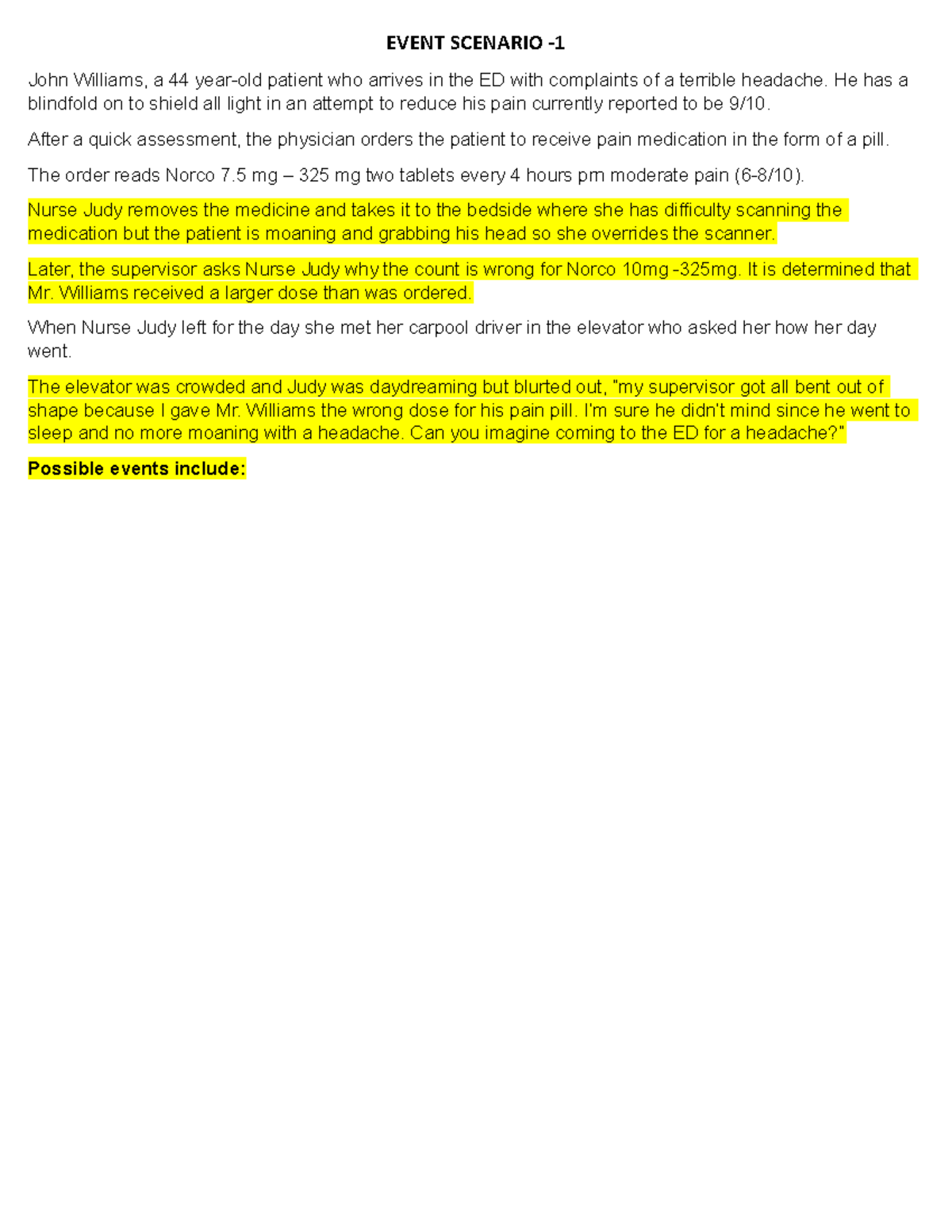 Event scenarios x2 with possible events-2-3 - EVENT SCENARIO - John ...