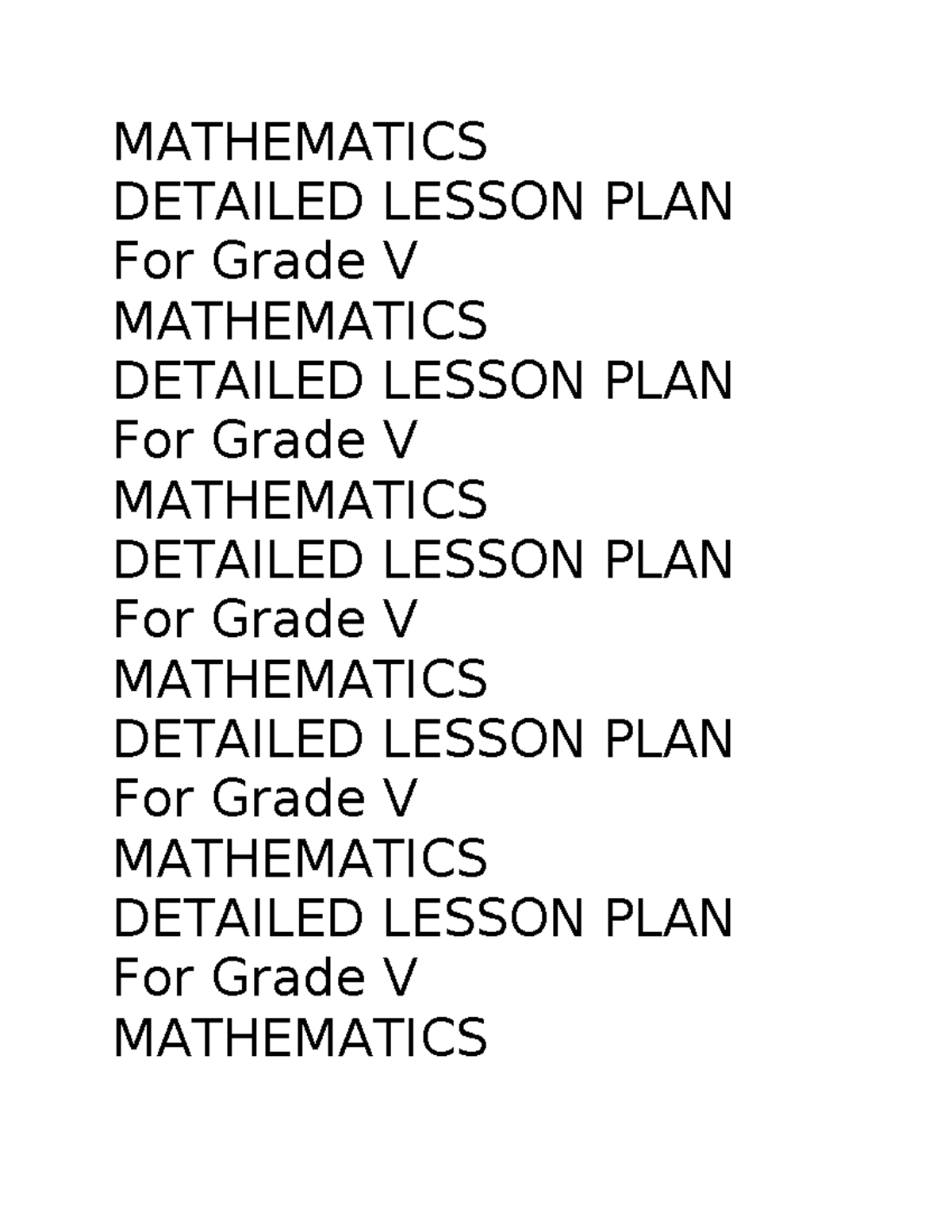 Mathematics - old lessonplan - MATHEMATICS DETAILED LESSON PLAN For ...