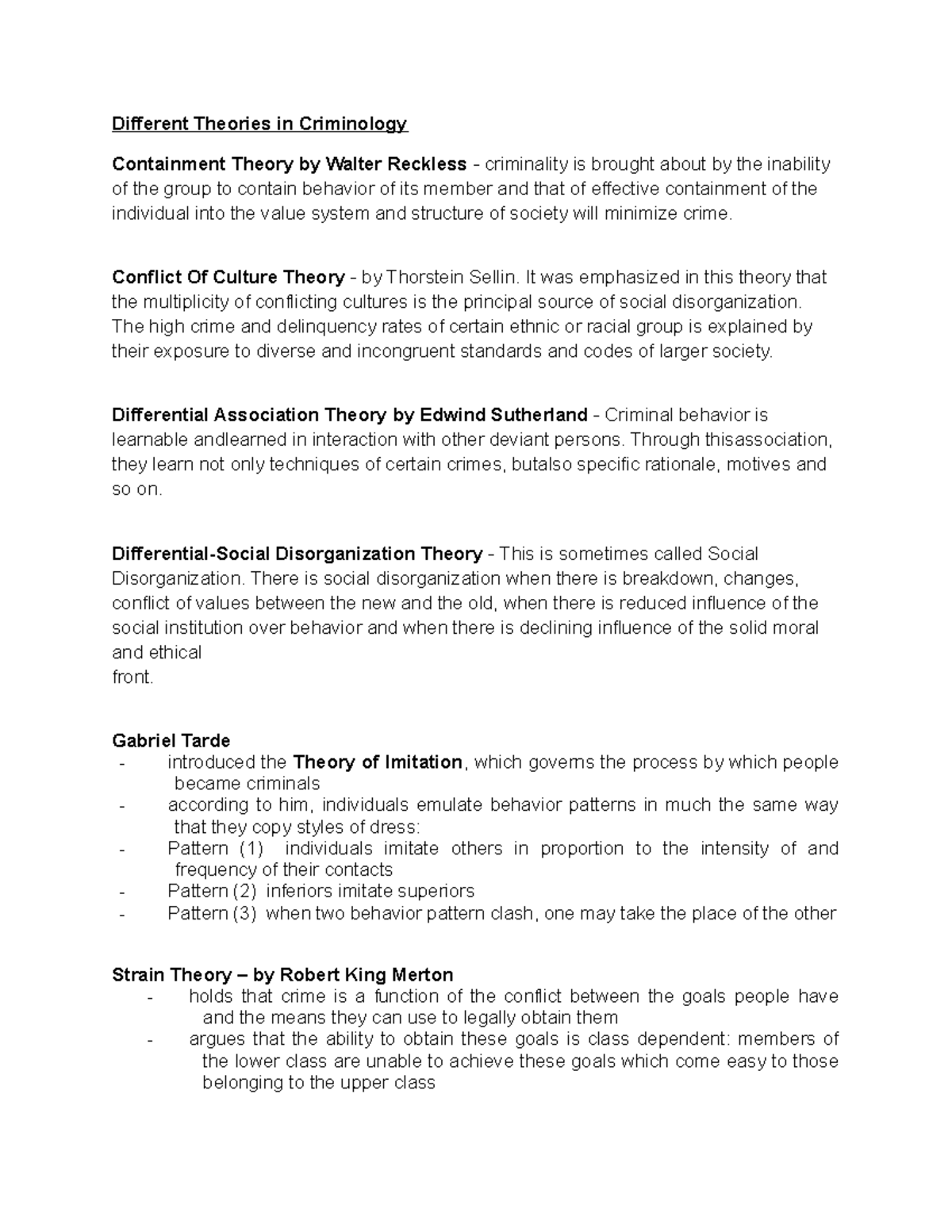 Different Theories in Criminology - Different Theories in Criminology ...