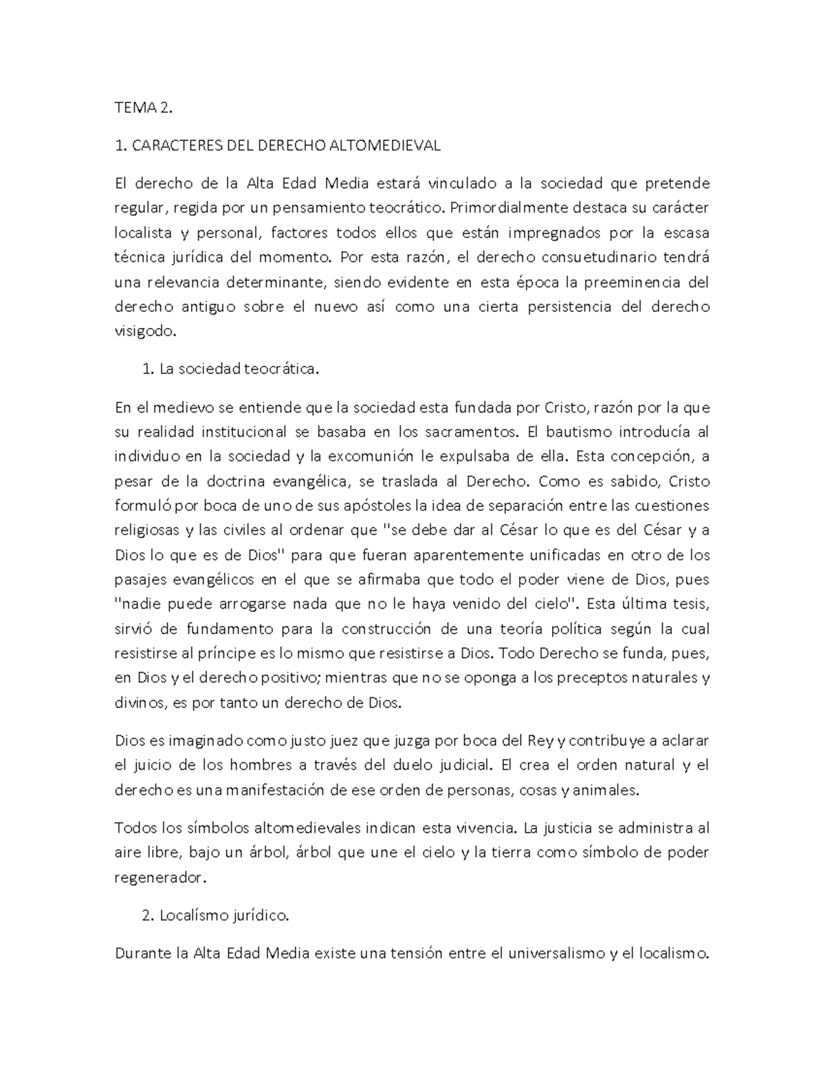 Tema 2 Historia del derecho - Warning: TT: undefined function: 32 TEMA 2. 1. CARACTERES DEL ...