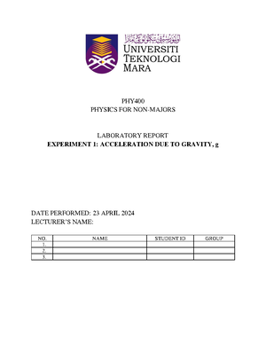 Pre Lab Experiment 4 - Thanks me latter - occupational safety and ...