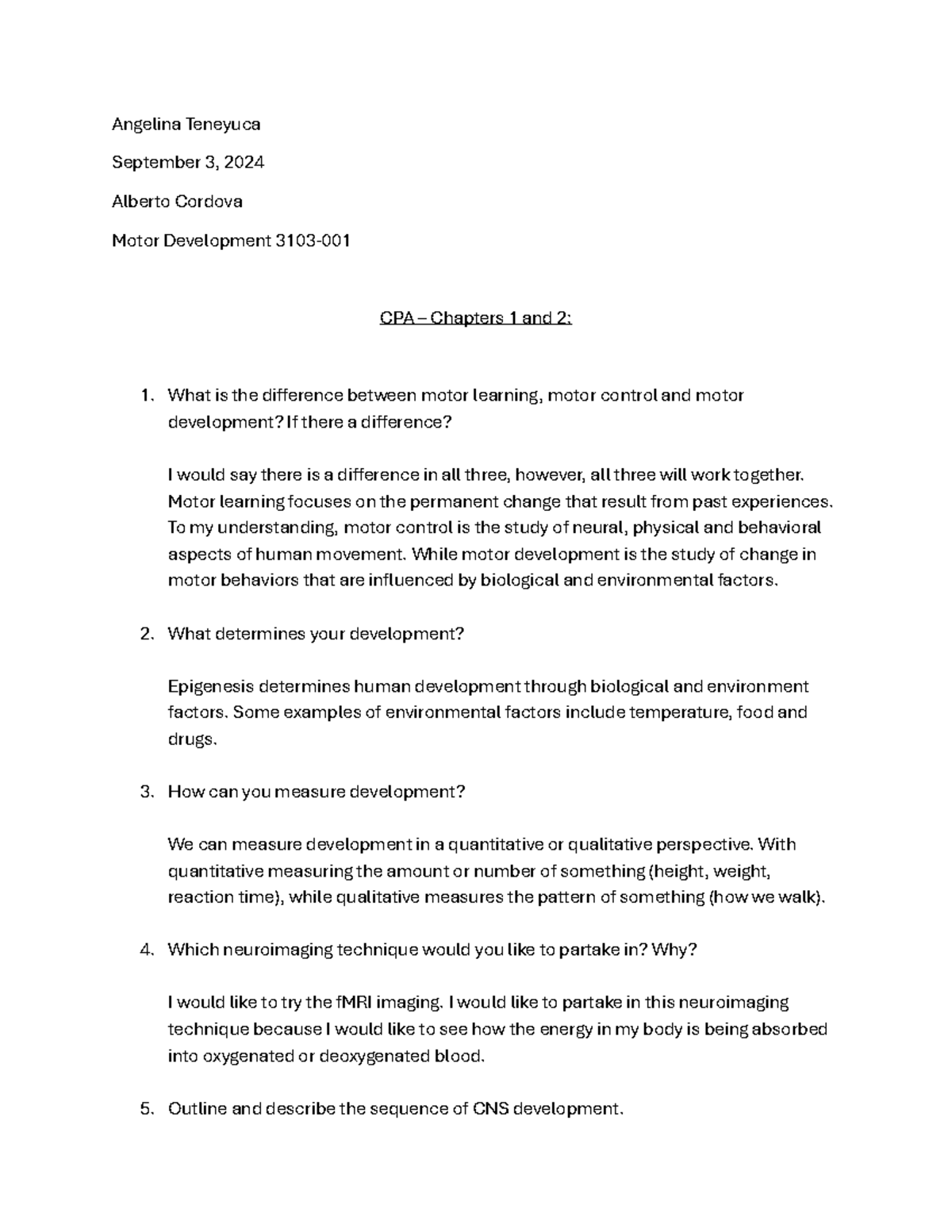 CPA – Chapters 1 and 2 - Classroom preparation assignment - Angelina ...