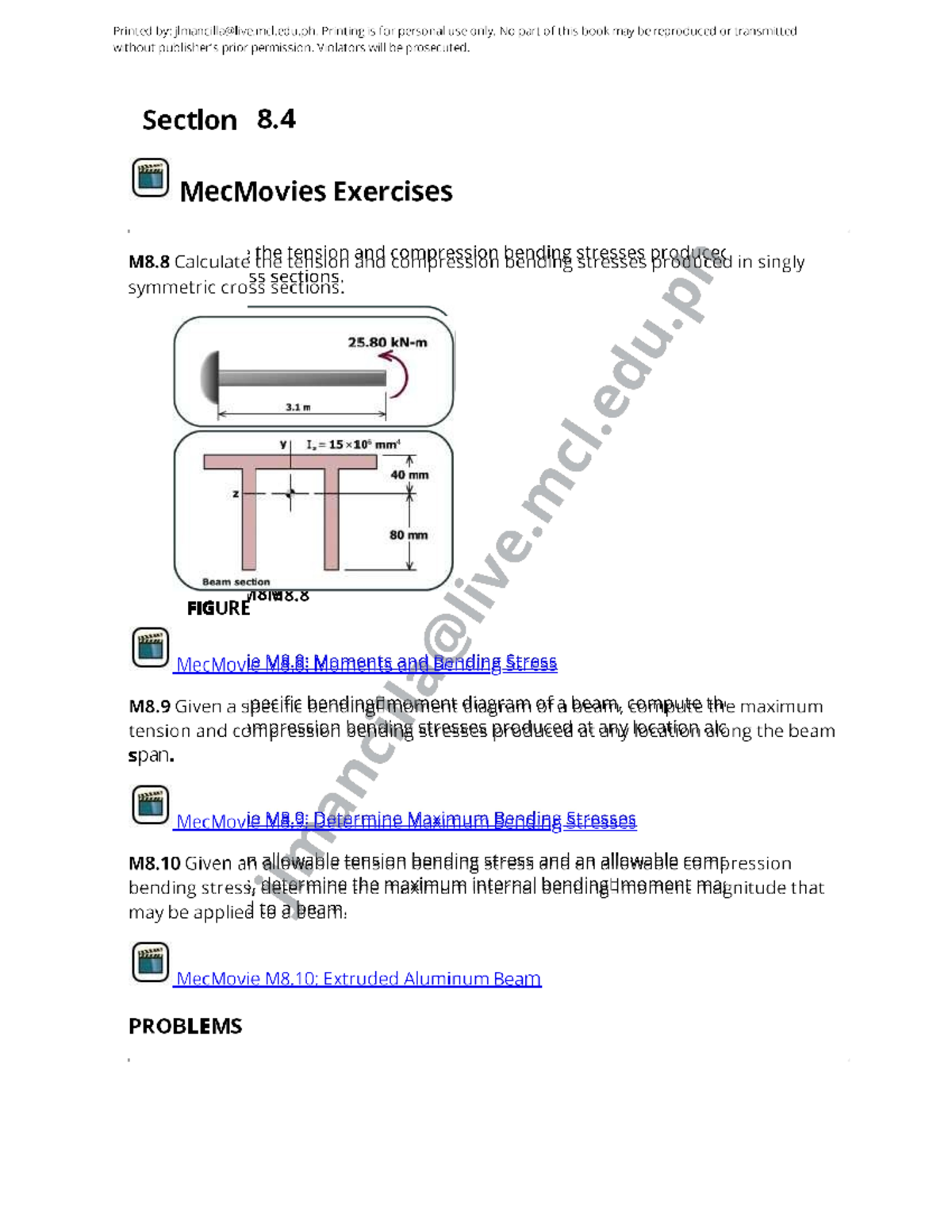 ME101-1P Bending Problems part 1 - Material Science and Engineering for ...