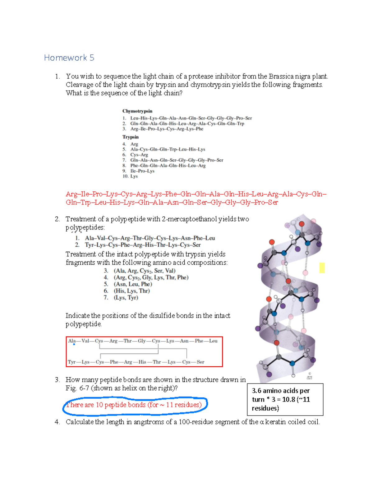 HW 5 answers - biochem practice - Homework 5 You wish to sequence the ...