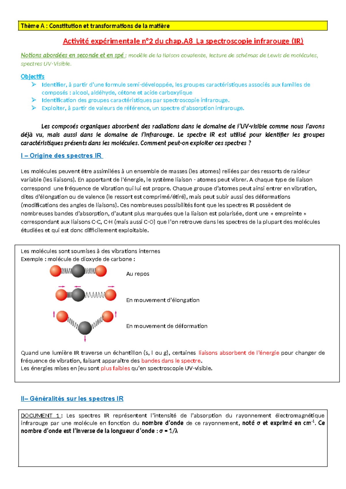 TP n°2 du chap A8 IR correction - Thème A : Constitution et transformations de la matière ...
