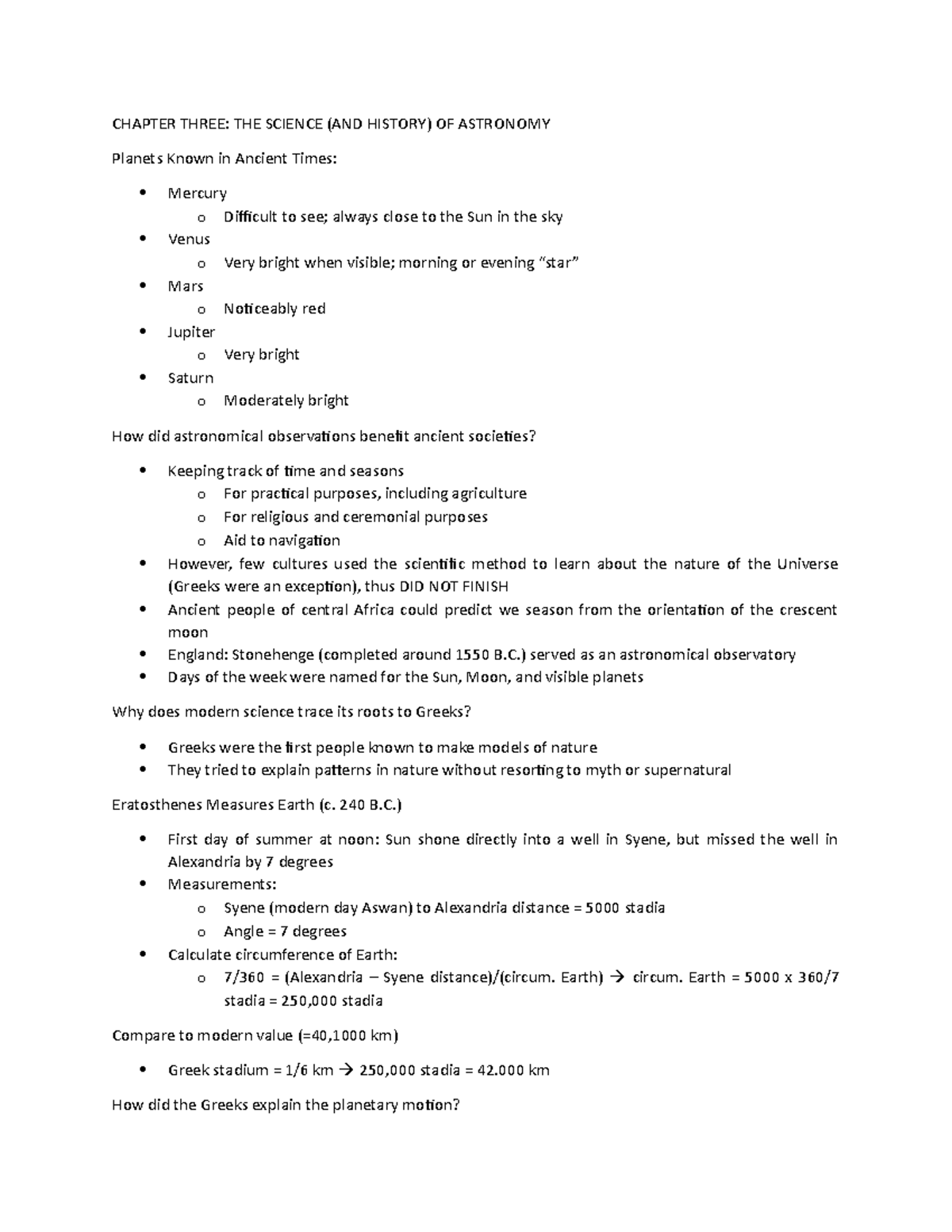 Astronomy Chapter 3 THE SCEINCE AND HISTORY OF ASTRONOMY - CHAPTER ...