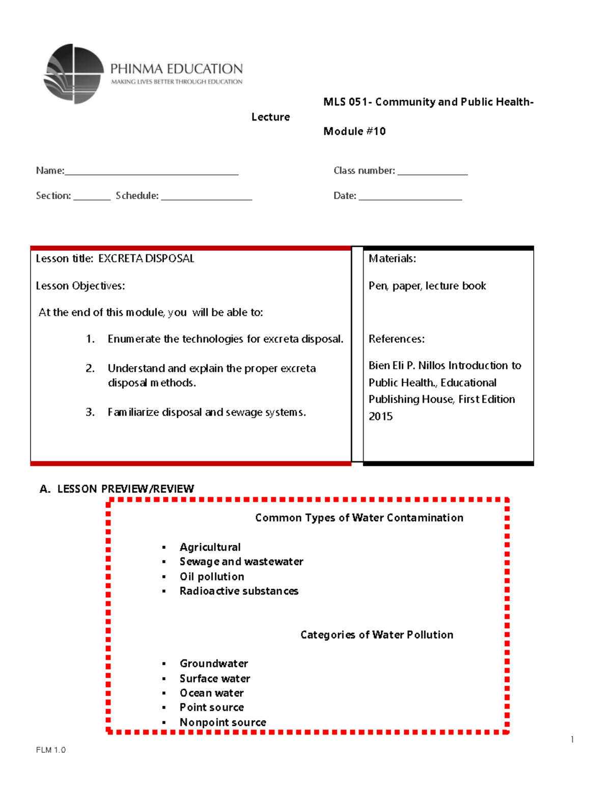 10TH SAS Module - mls 051 - Lecture Module # Name ...
