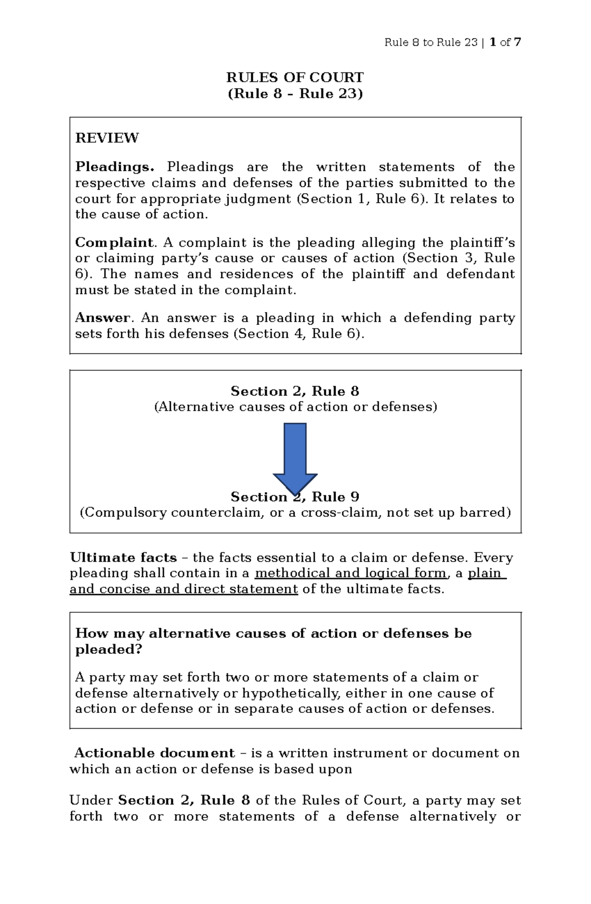 Rules of Court Review - RULES OF COURT (Rule 8 – Rule 23) REVIEW ...