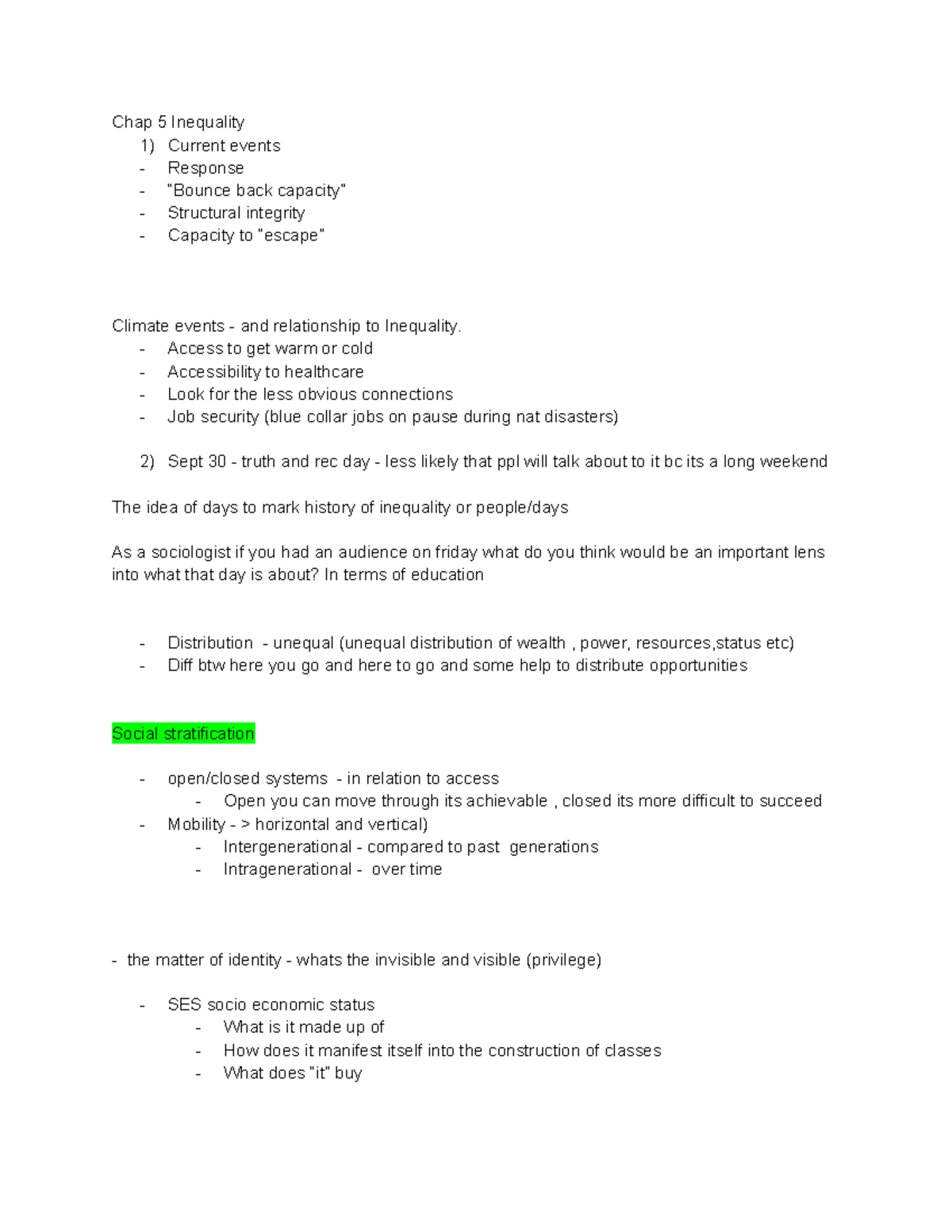 Soc sept 28 - Lecture notes - Chap 5 Inequality 1) Current events ...