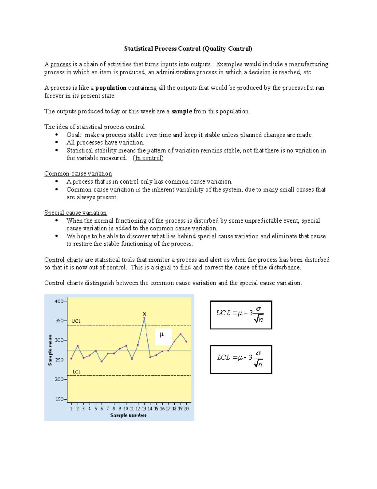 Quality Control - notes - Statistical Process Control (Quality Control ...