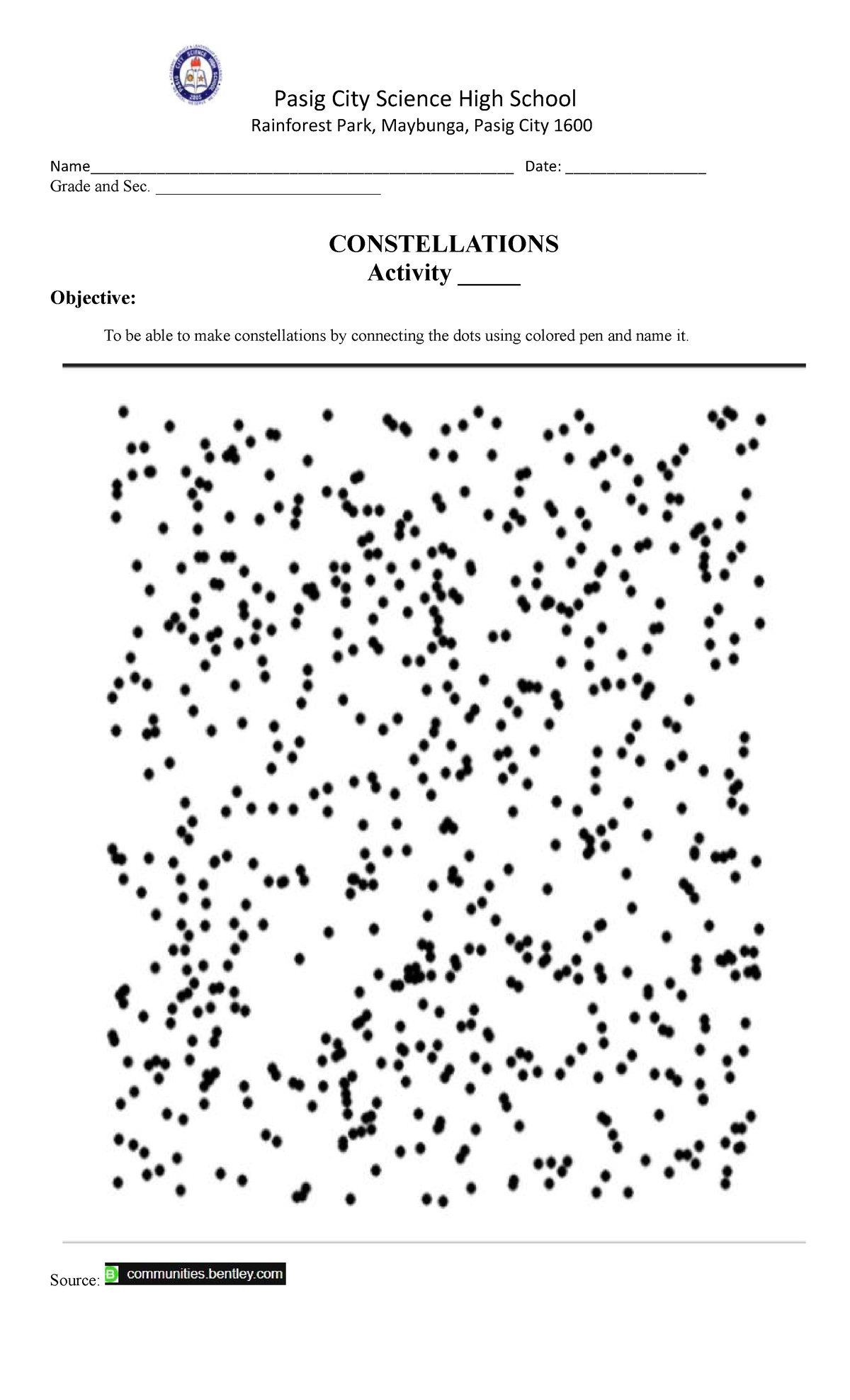 Constellations- Activity-1 - Physical Science - Pasig City Science High ...
