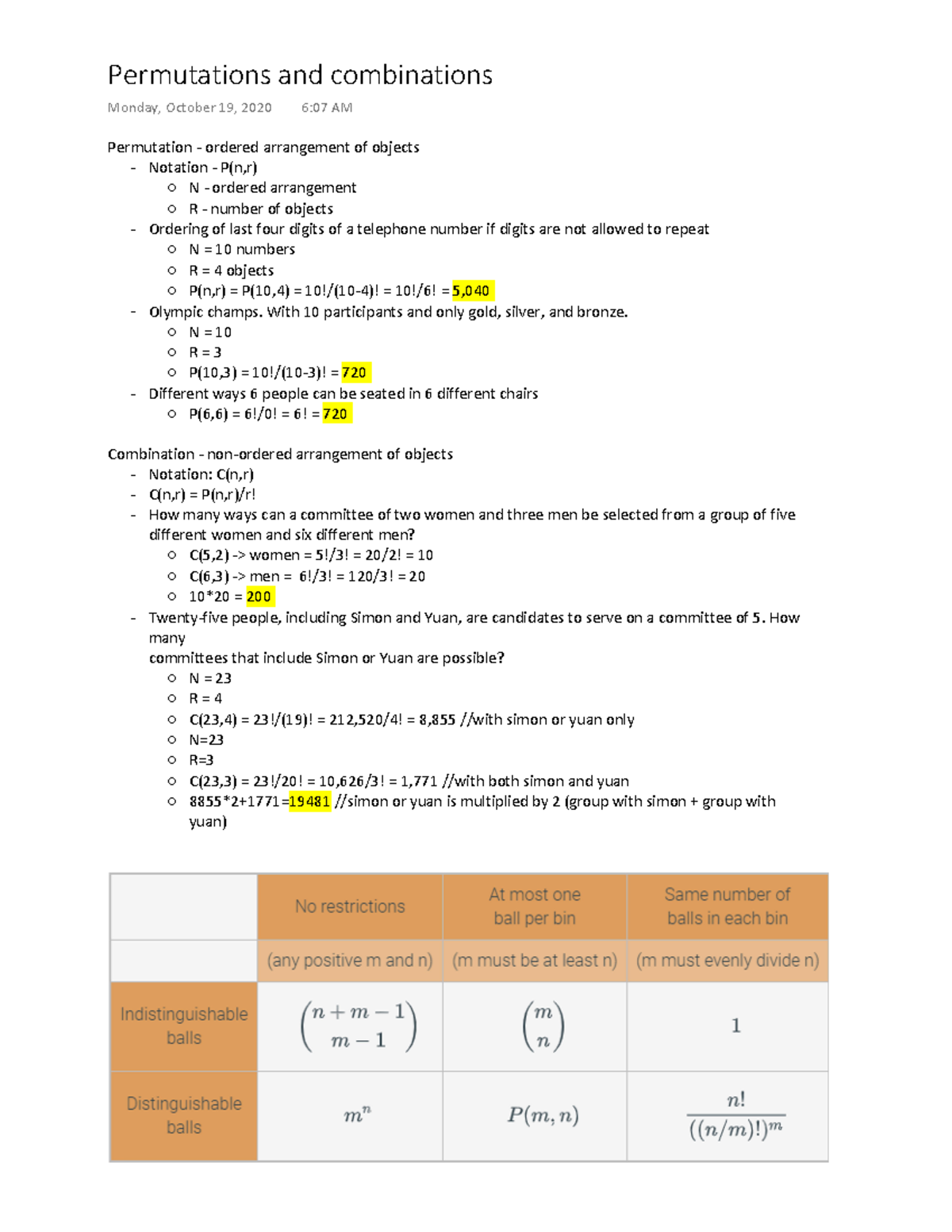 Cs1300 Permutations Combinations Permutation Ordered Arrangement Of Objects Notation Pnr