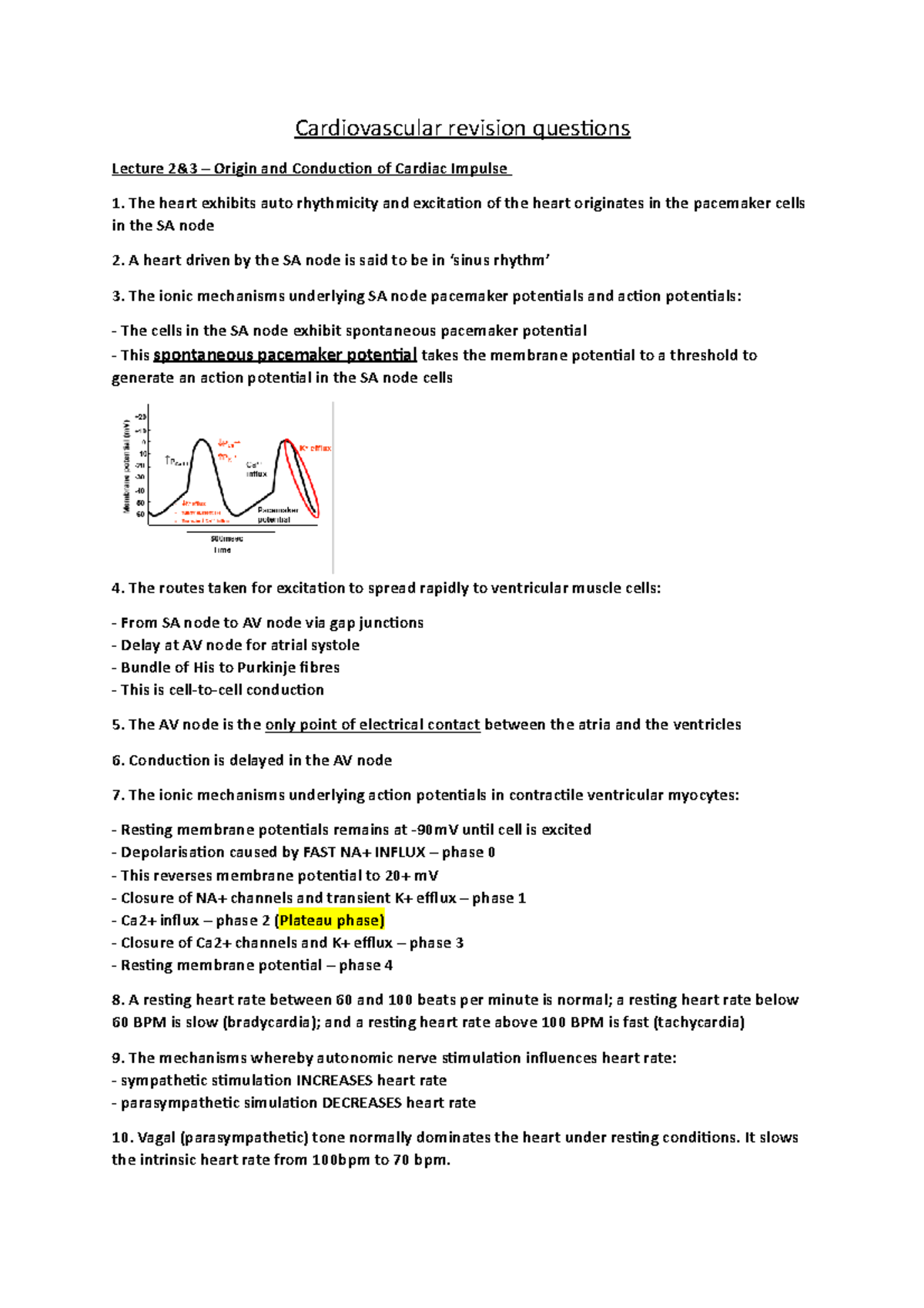 Cardiovascular revision questions - Cardiovascular revision questions ...
