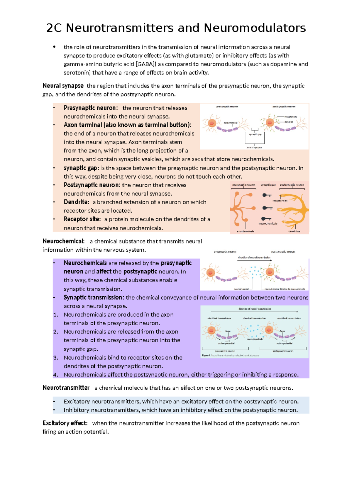 2C Nurotransmitters and Neuromodulators - Neural synapse the region ...