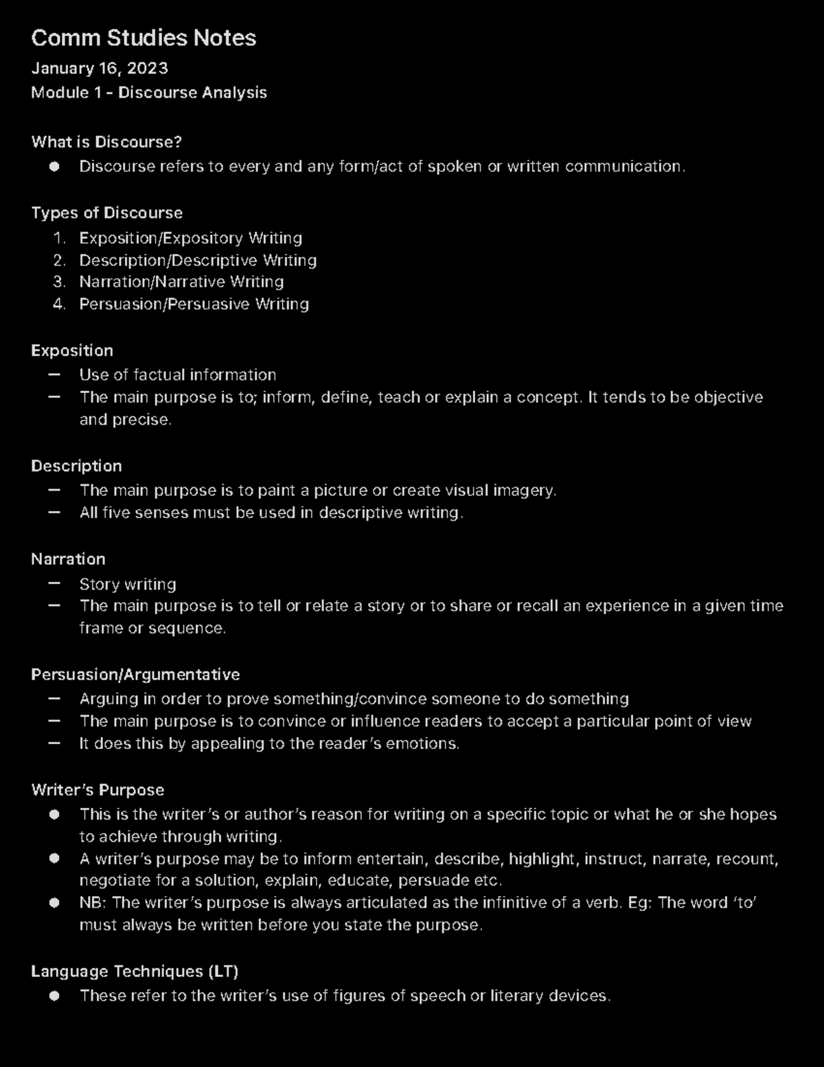 Comm Studies Notes - 1. 2. 3. 4. – – – – – – – – – Comm Studies Notes ...