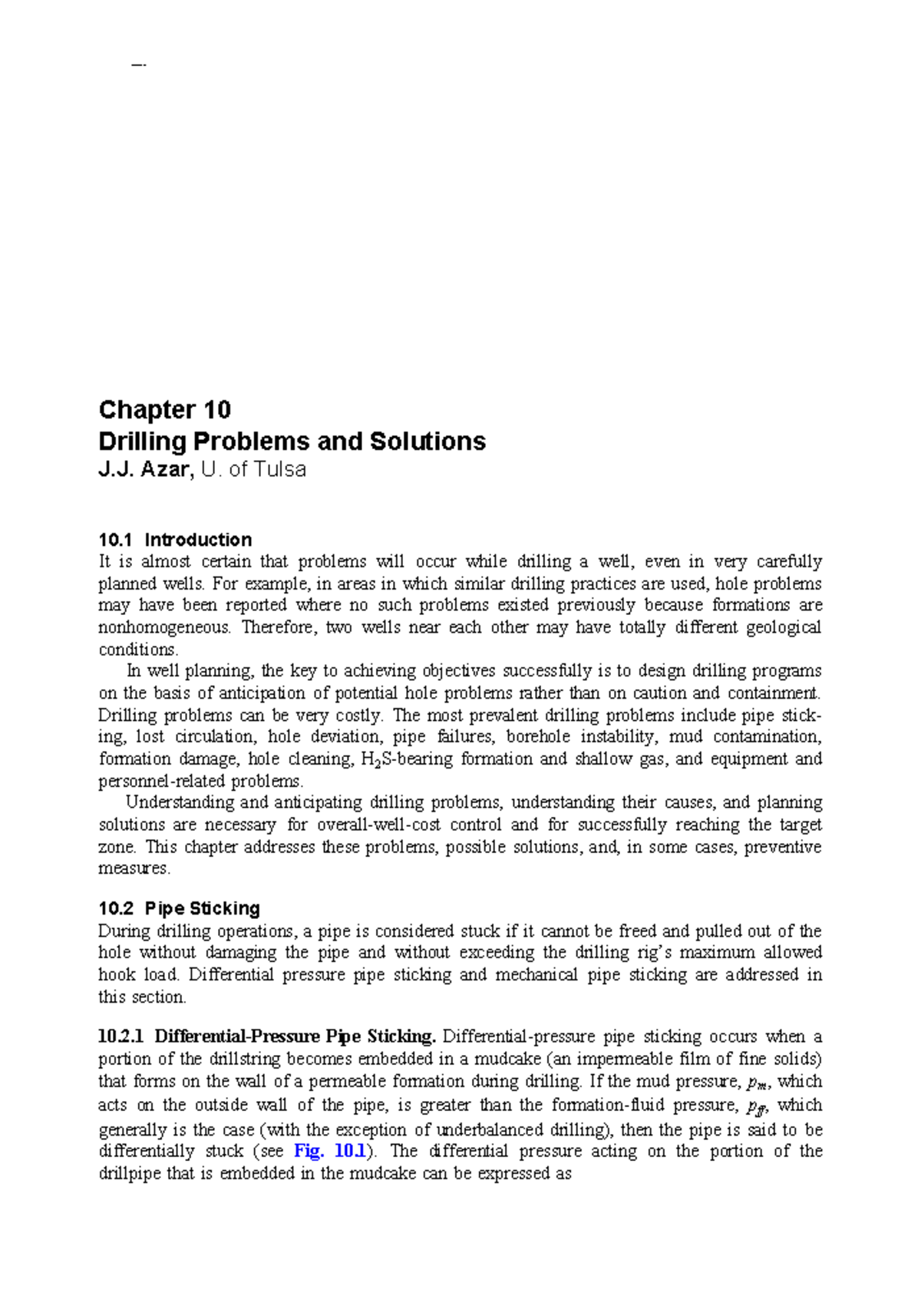 PEH II - Drilling Problems and Solutions - Chapter 10 Drilling Problems ...