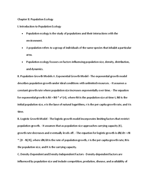 General Ecology Lecture Notes ch 1-8 - GENERAL ECOLOGY LECTURE NOTES ...