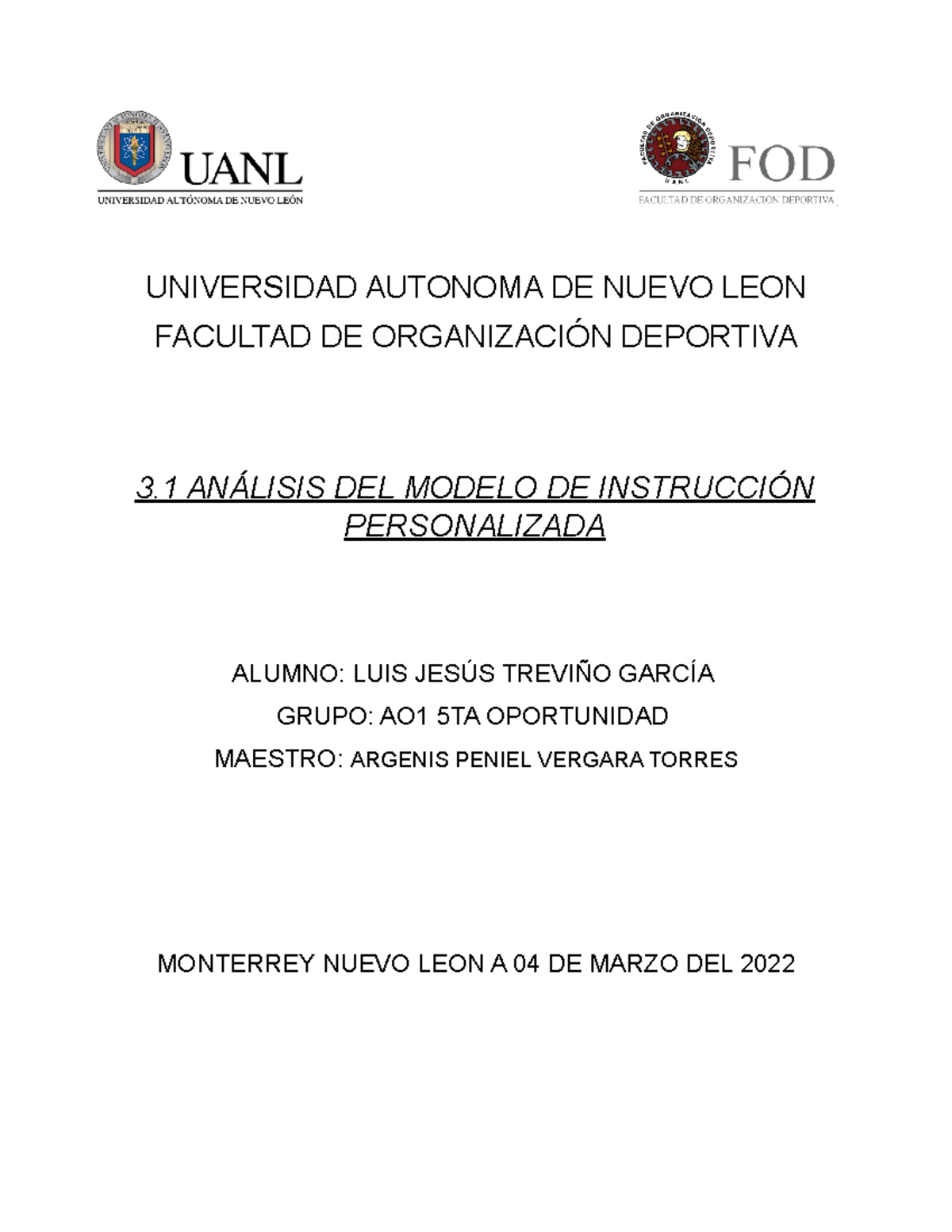 3.1 Análisis DEL Modelo DE Instrucción Personalizada - UNIVERSIDAD ...