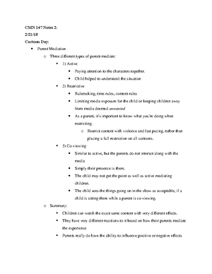 CMN 147 Notes - Dr. Drew Cingel - Final review Separation-individuation ...