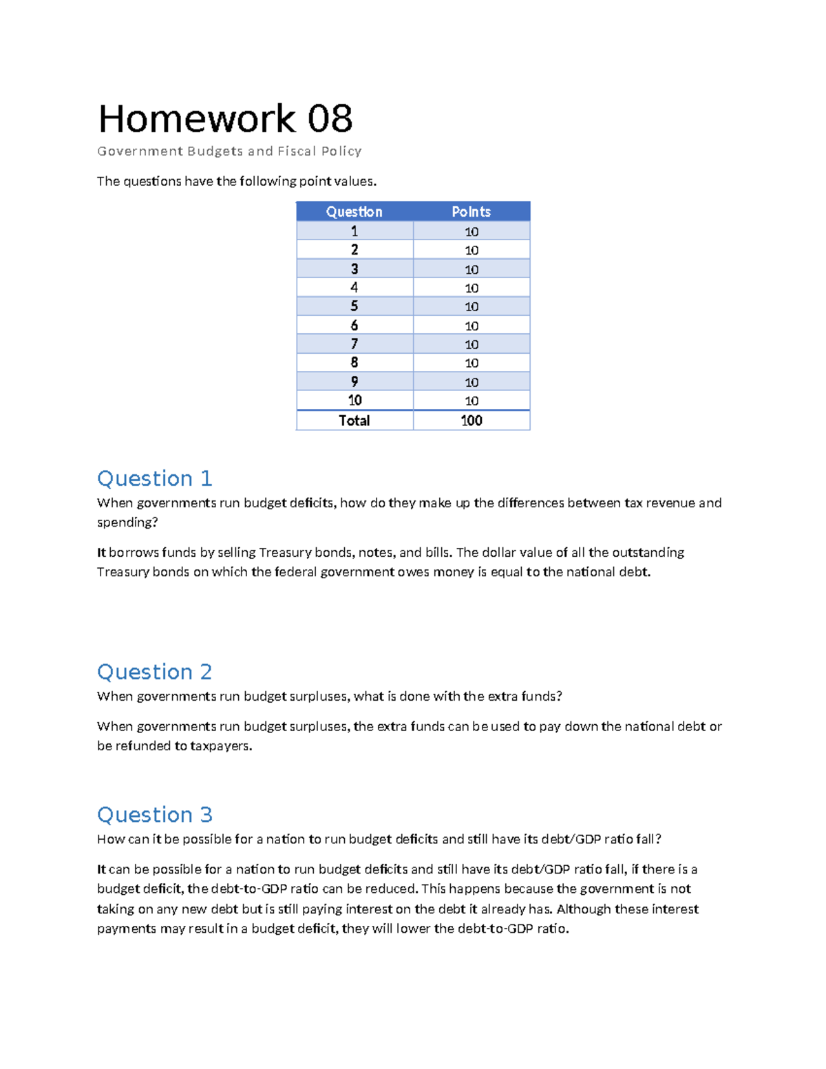 Homework 08 - Chapter 8 - Homework 08 Government Budgets and Fiscal ...
