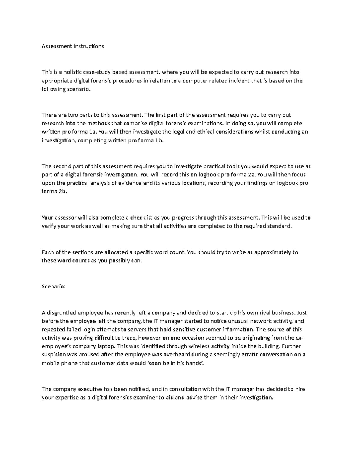 Assessment instructions - There are two parts to this assessment. The ...