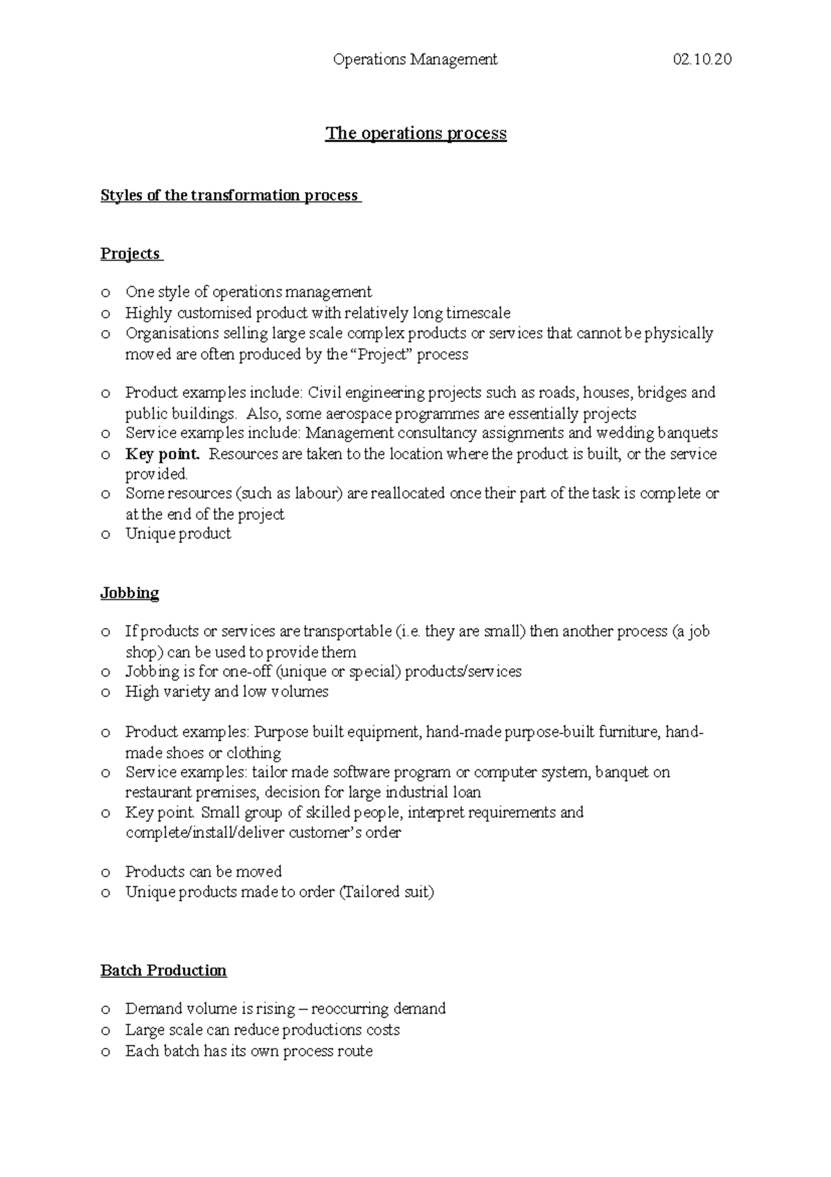 The operations process - The operations process Styles of the ...