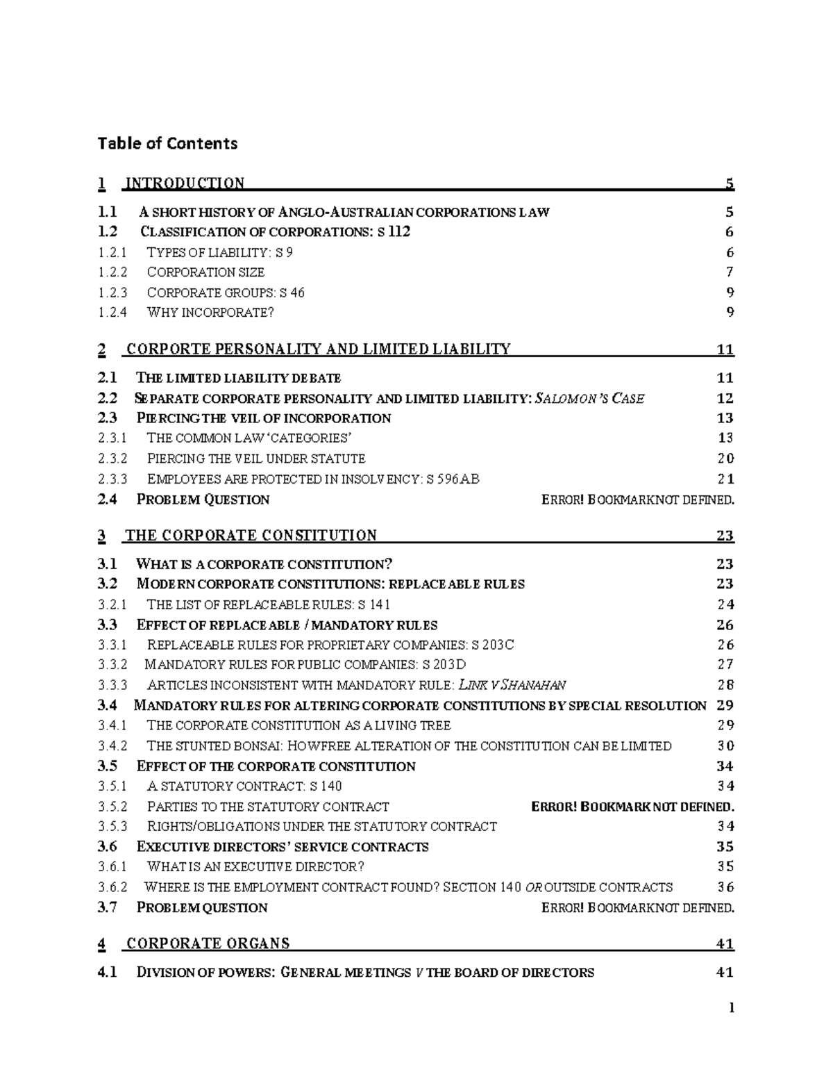 Corporations-Law-TT - amazing notes - Table of Contents 1 INTRODUCTION ...