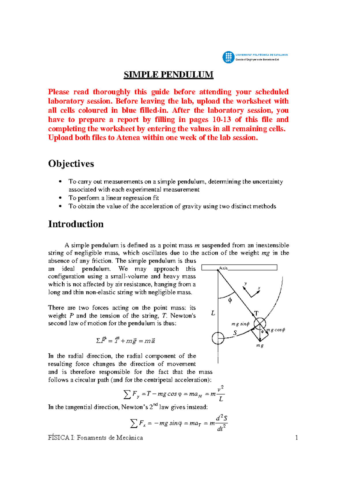 Practice 5 - Simple Pendulum with WP in english - SIMPLE PENDULUM ...