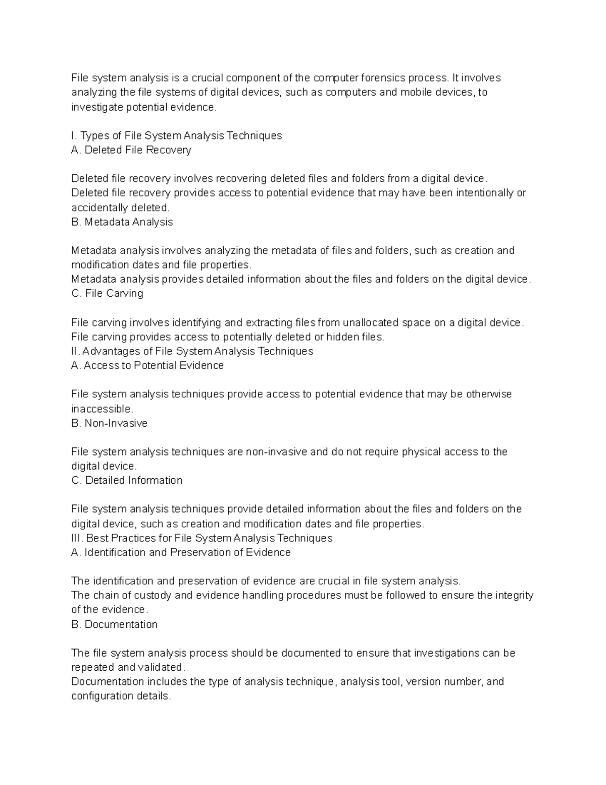 File System Analysis Techniques Notes File System Analysis Is A
