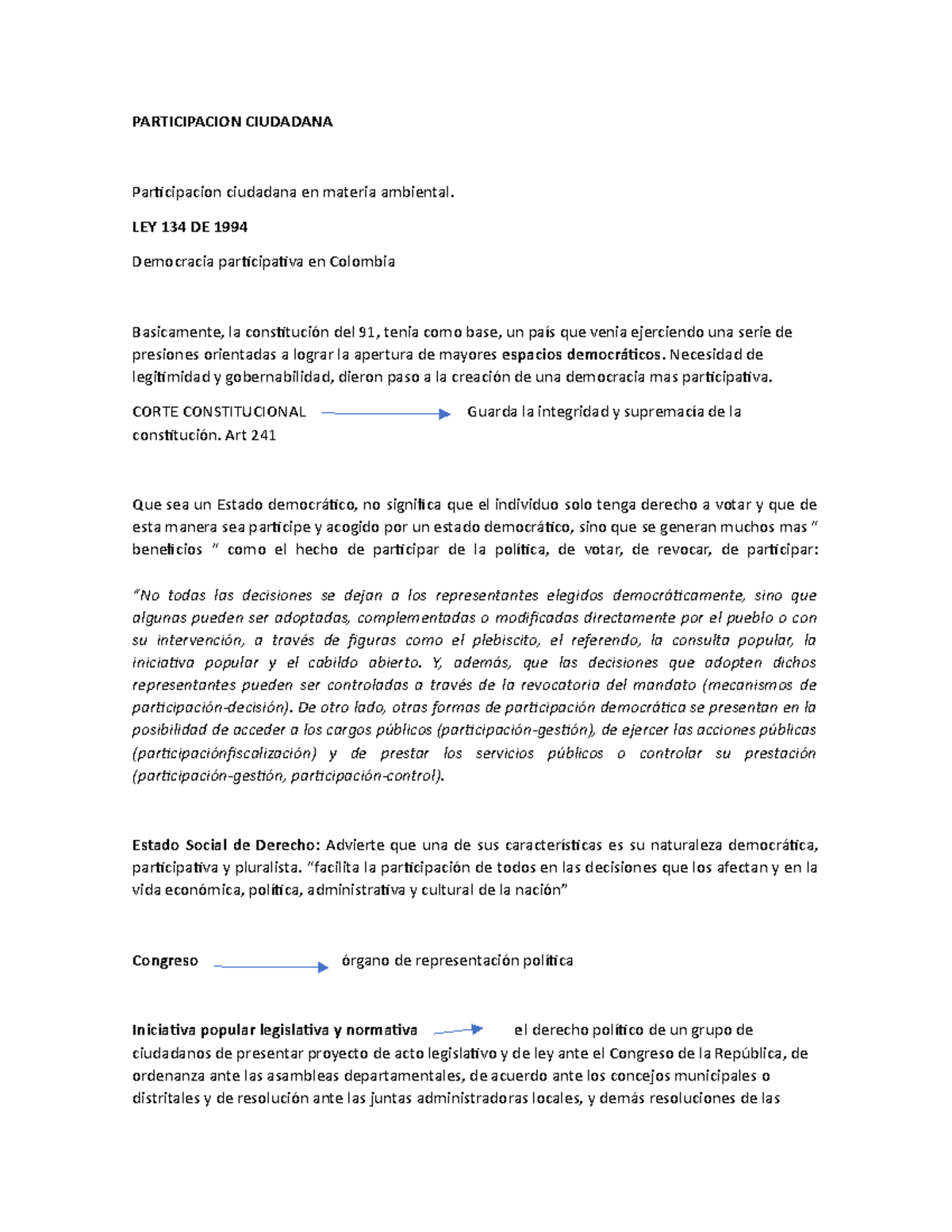 Participacion Ciudadana - LEY 134 DE 1994 Democracia participativa en ...