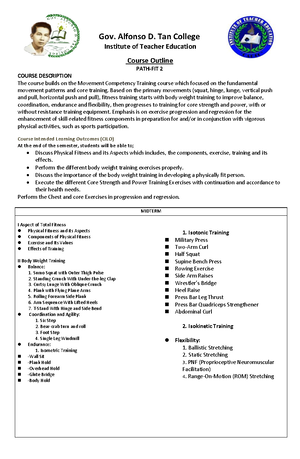 PATH FIT 2 Syllabus - This significant course provides essential and ...