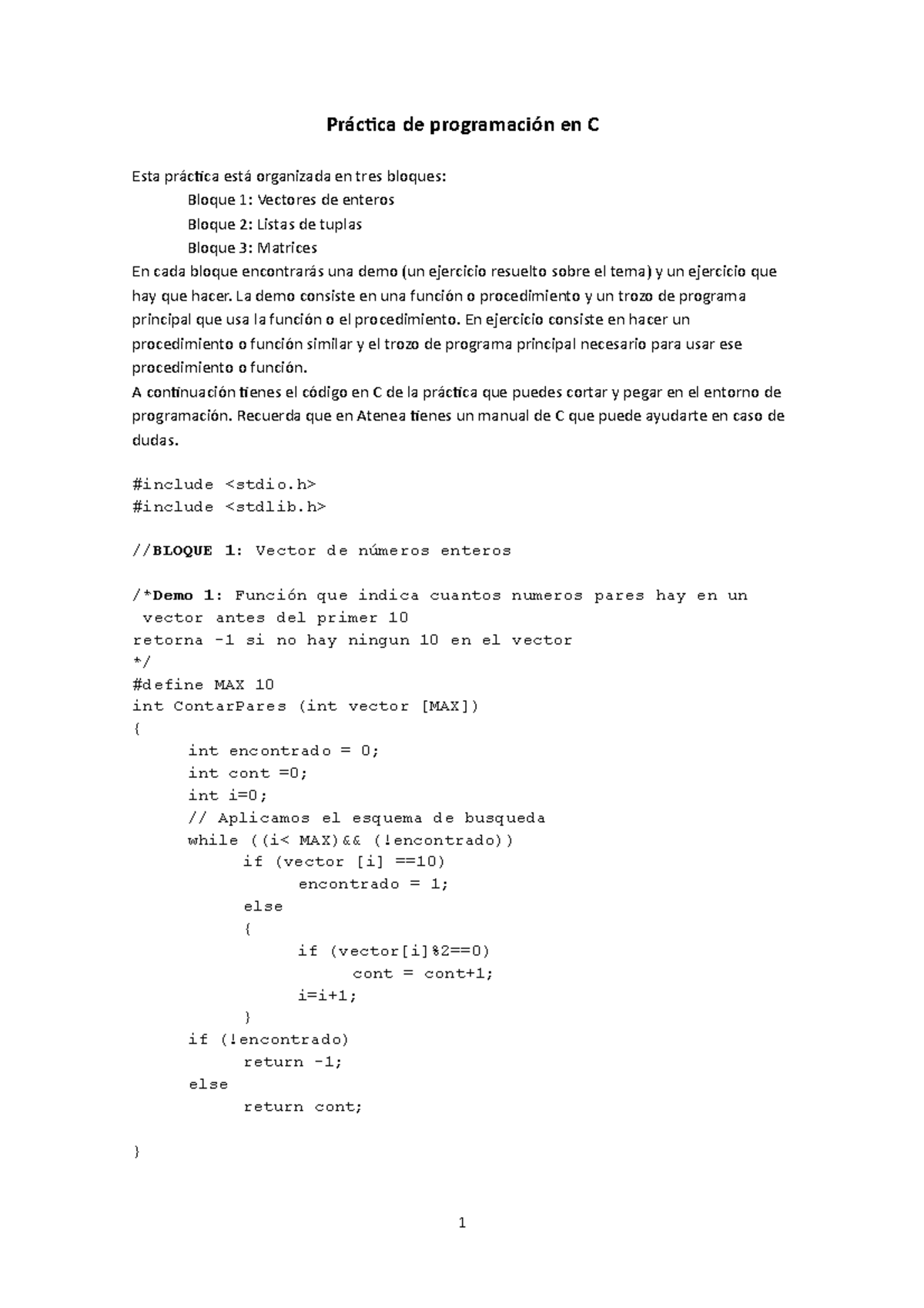 Practca Lenguaje C Practca Lenguaje C Practca Lenguaje C - Práctica de ...