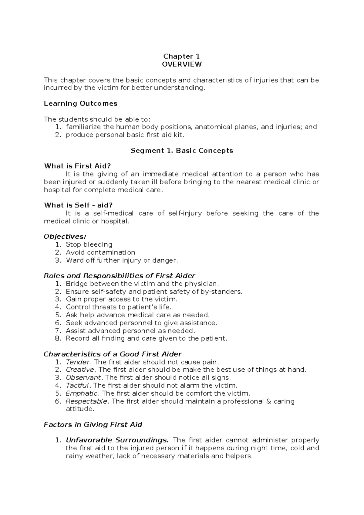 Chapter 1 - Chapter 1 OVERVIEW This chapter covers the basic concepts and characteristics of ...