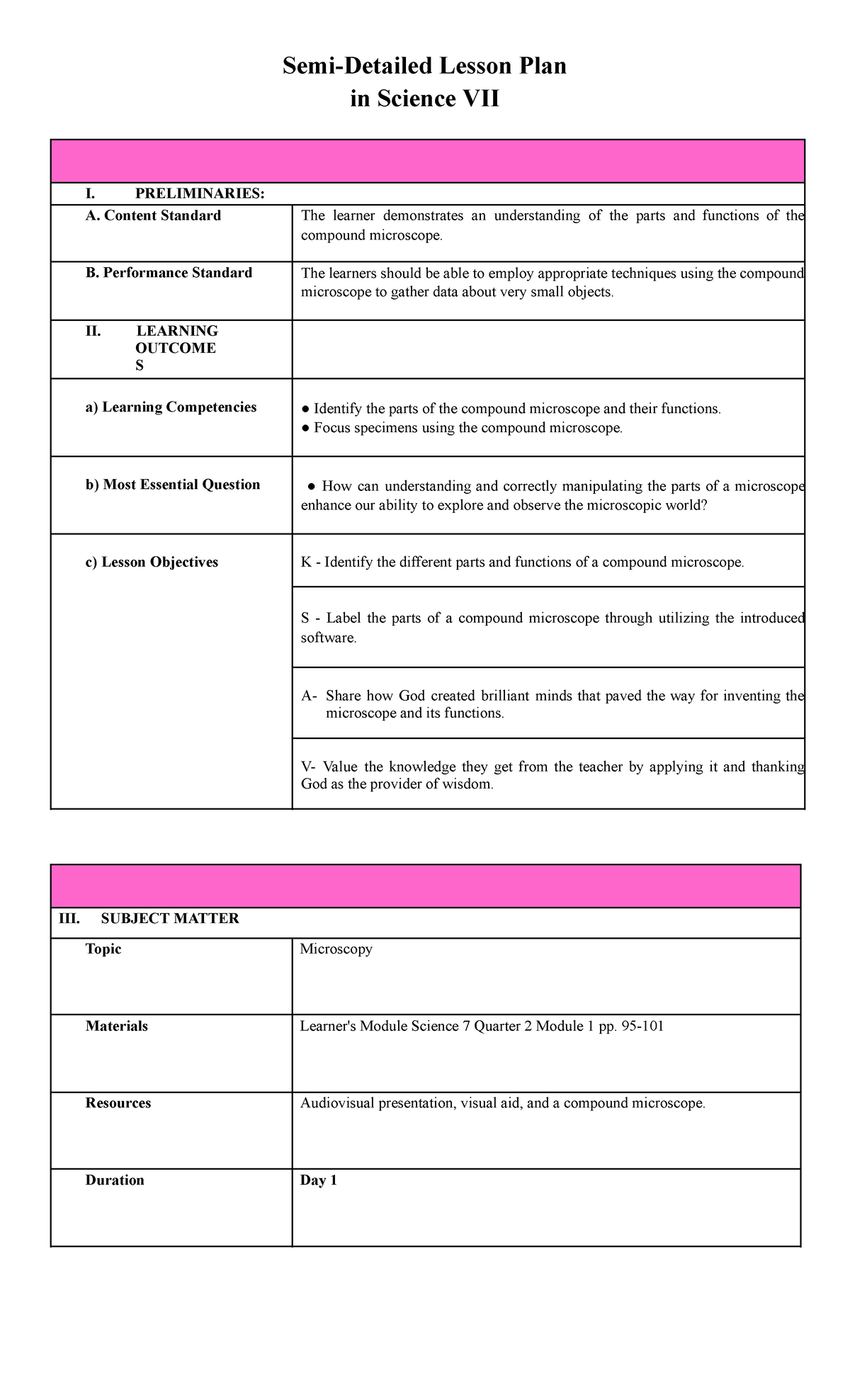 Lesson-PLAN 1 - Just a lesson plan - Semi-Detailed Lesson Plan in ...