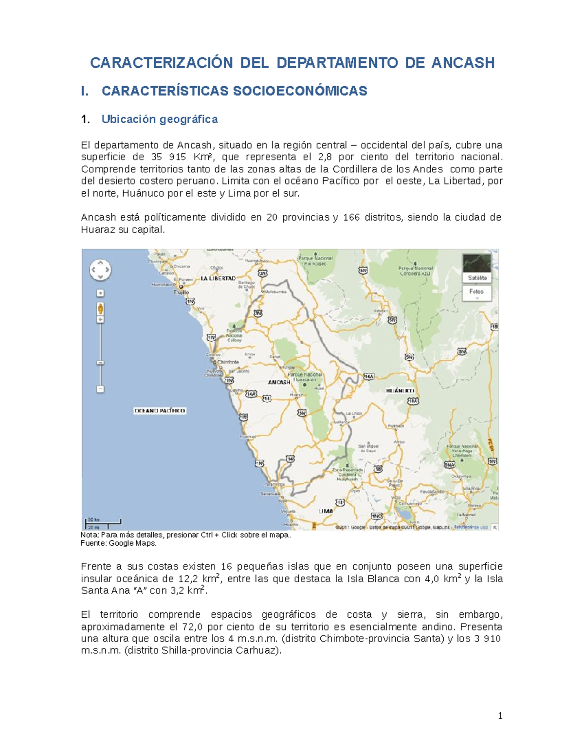 Ancash-Caracterizacion - 1 CARACTERIZACIÓN DEL DEPARTAMENTO DE ANCASH I ...