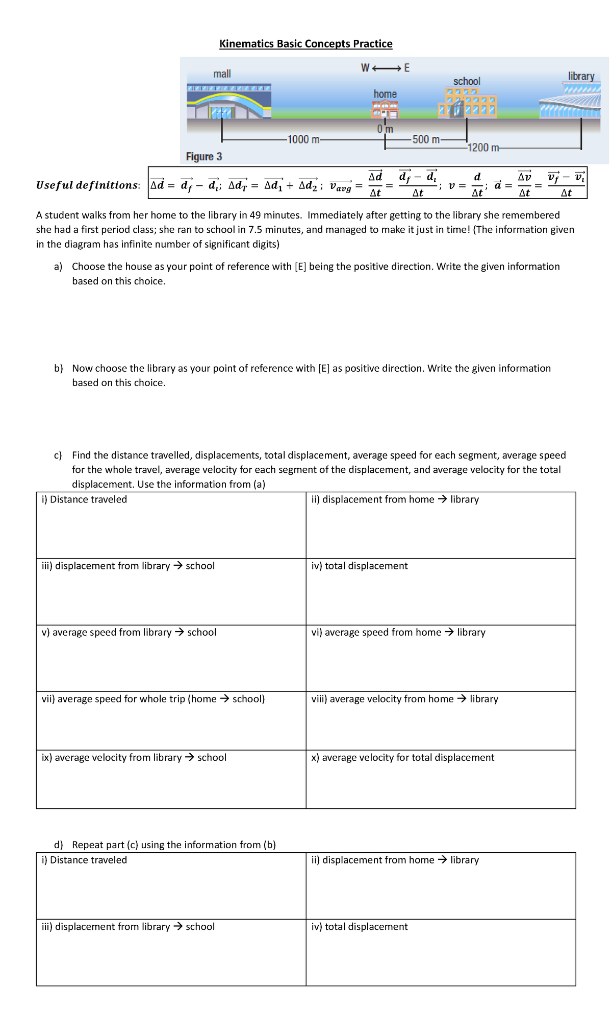 Kinematics Basic Definitions Problem - Kinematics Basic Concepts ...