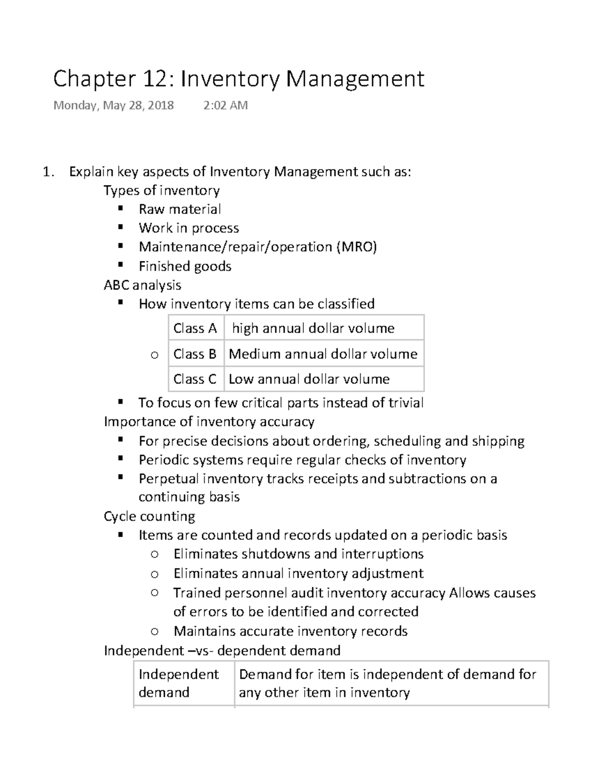 Chapter 12: Inventory Management - Studocu