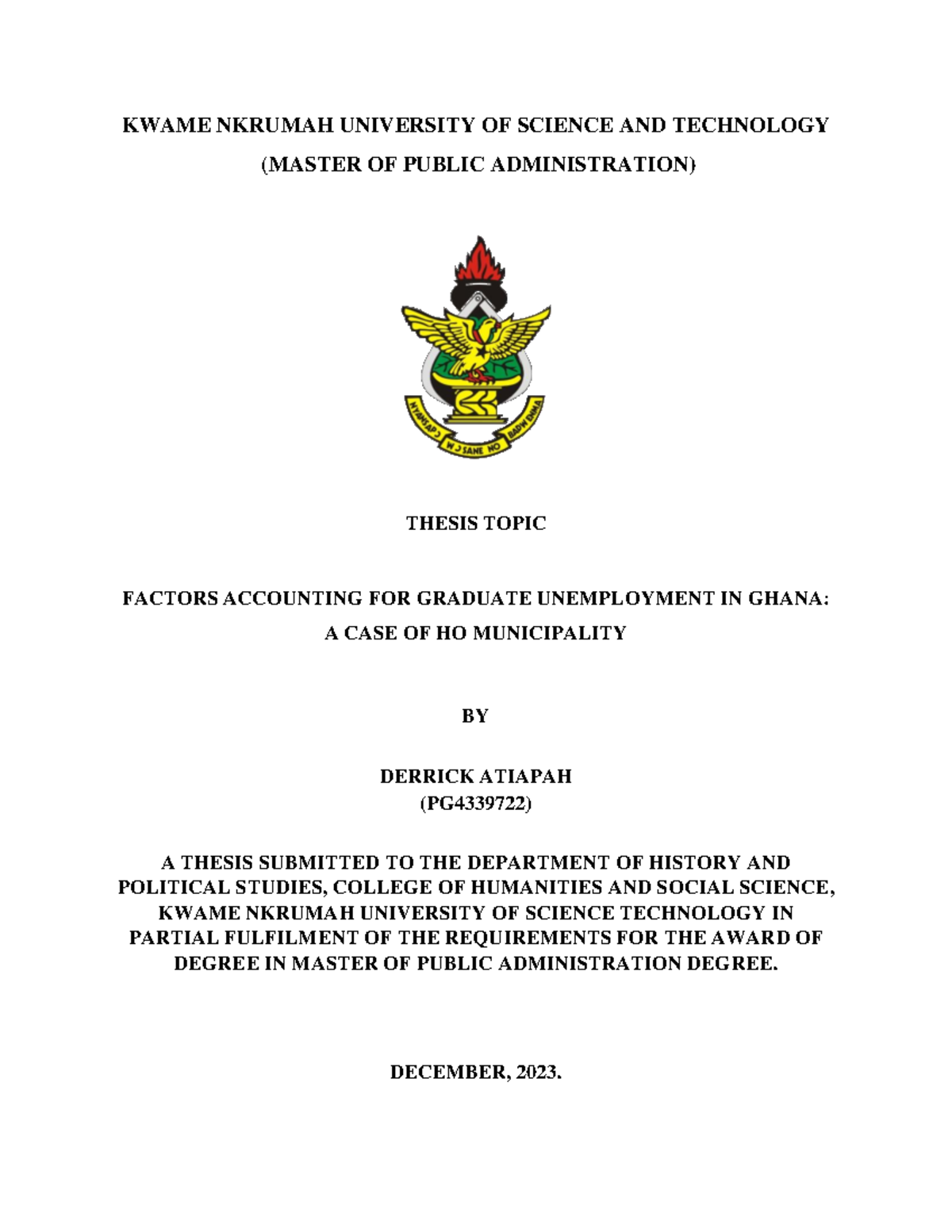 Derrick Atiapah (PG4339722) - Thesis final work - KWAME NKRUMAH ...