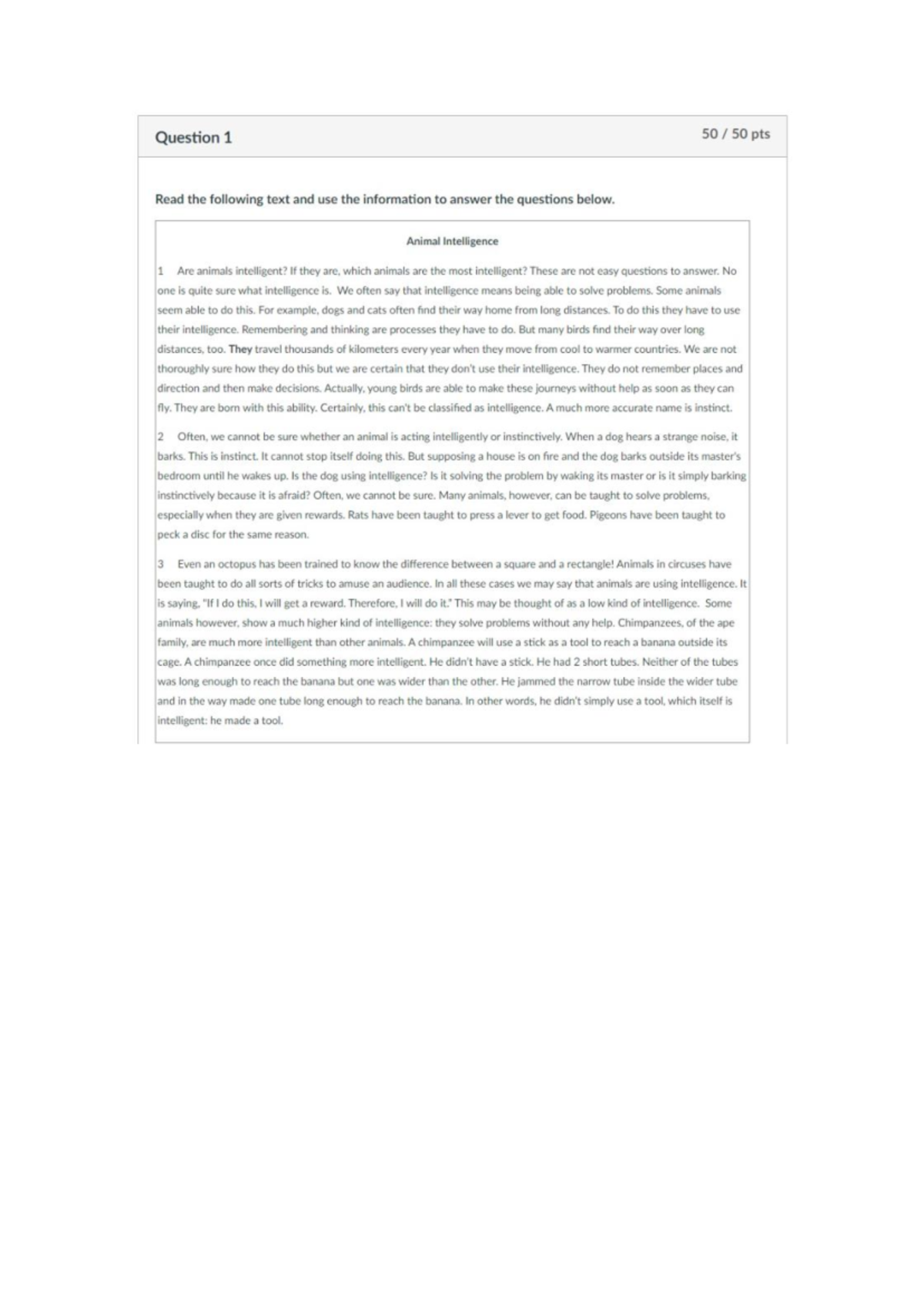 Reading quiz 1 avanzado 11 - Question 1 50 50 pts Read the following ...