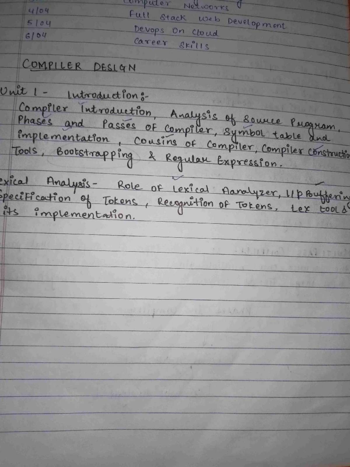 Compiler Unit 1 - Btech cse - Studocu