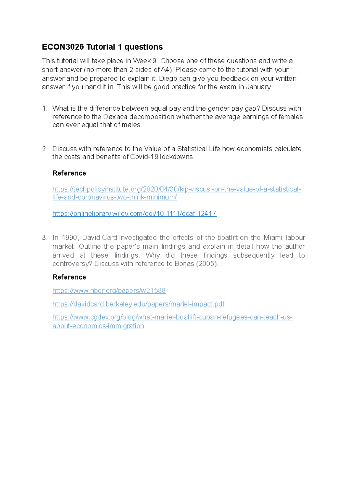 Tutorial 1 - questions - L13522 - Nottingham - Studocu