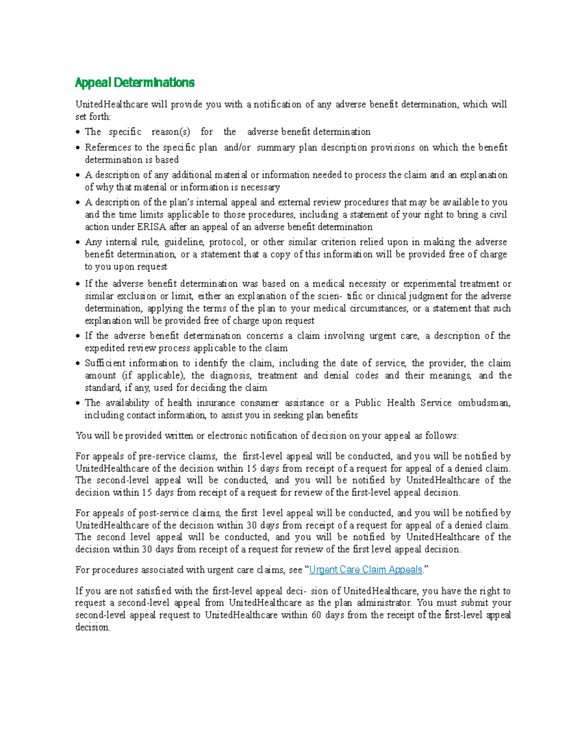 Appeal Determinations - Appeal Determinations UnitedHealthcare will ...
