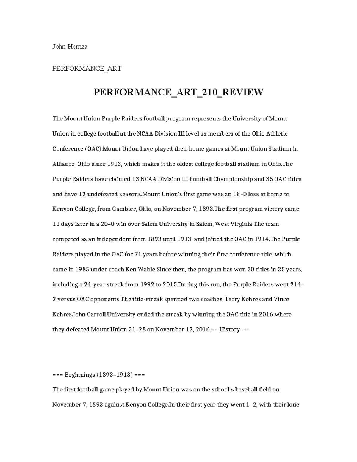 Performance ART 210 Review - John Homza PERFORMANCE_ART PERFORMANCE_ART ...