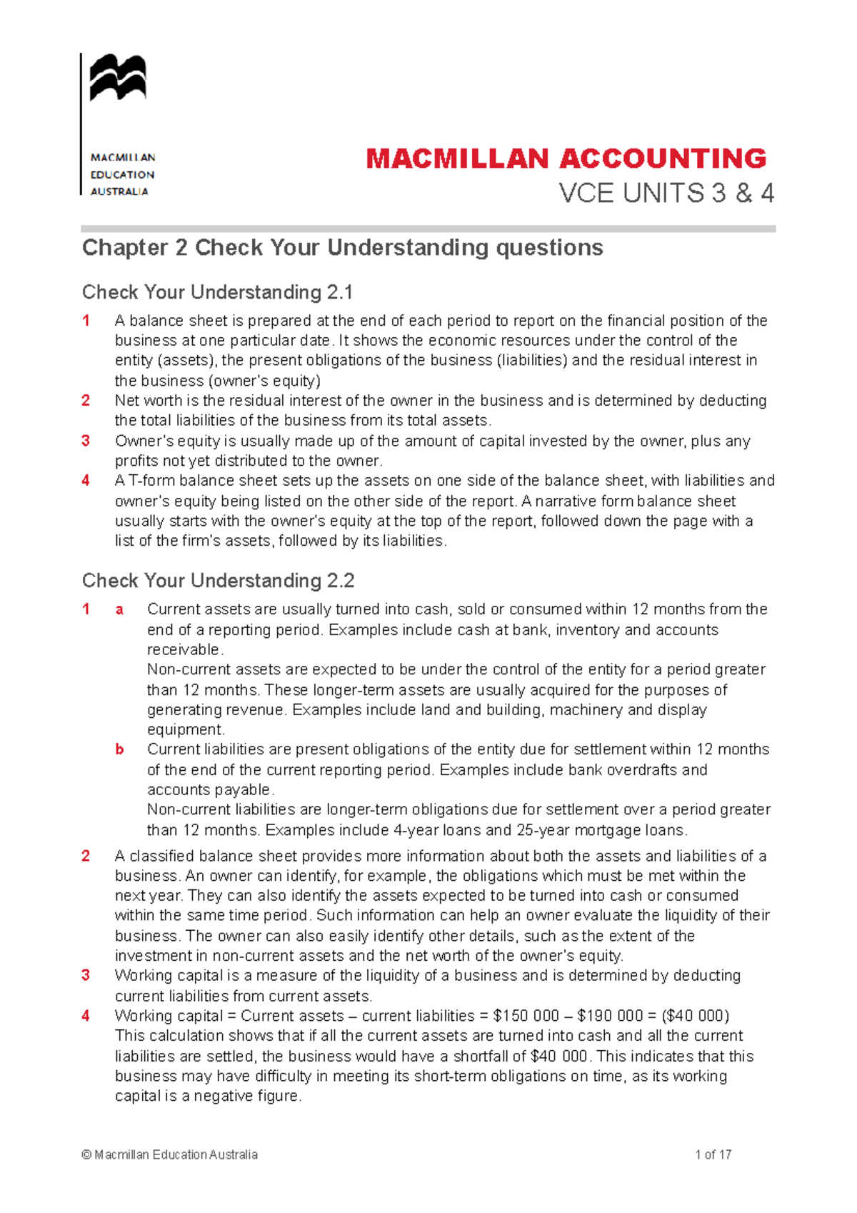 Chapter 2 Answers Macmillan Accounting For Vec Unit 3 And 4 Macmillan