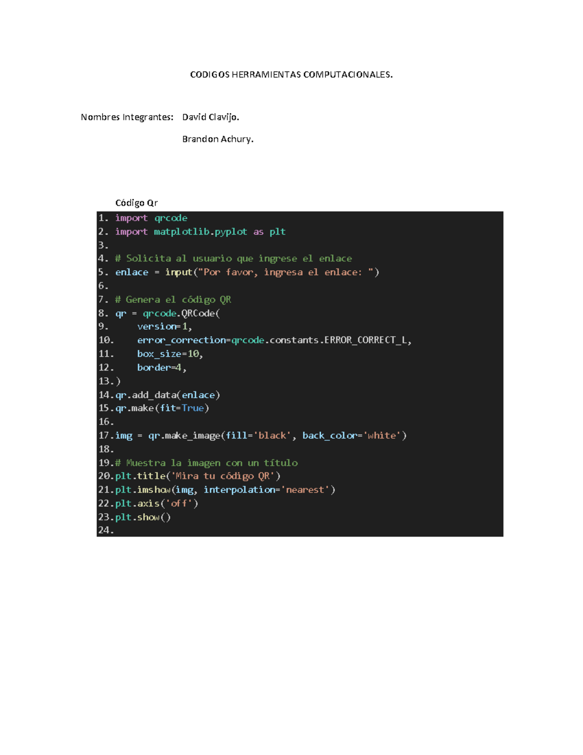 Codigos Herramientas Computacionales - Completos - CODIGOS HERRAMIENTAS COMPUTACIONALES. Nombres ...