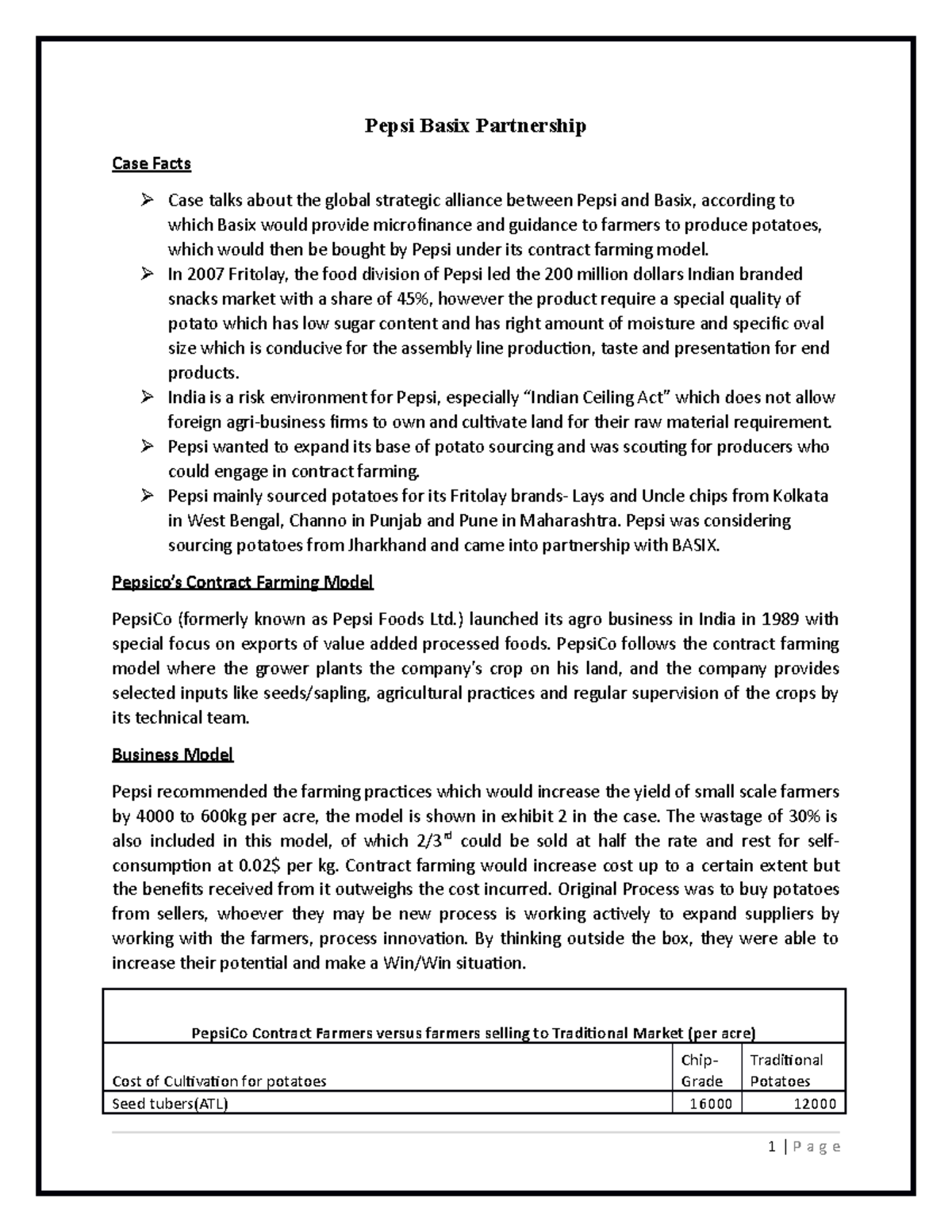 451506200 Pepsi Basix Partnership case study analysis docx - Pepsi Basix Partnership Case Facts ...