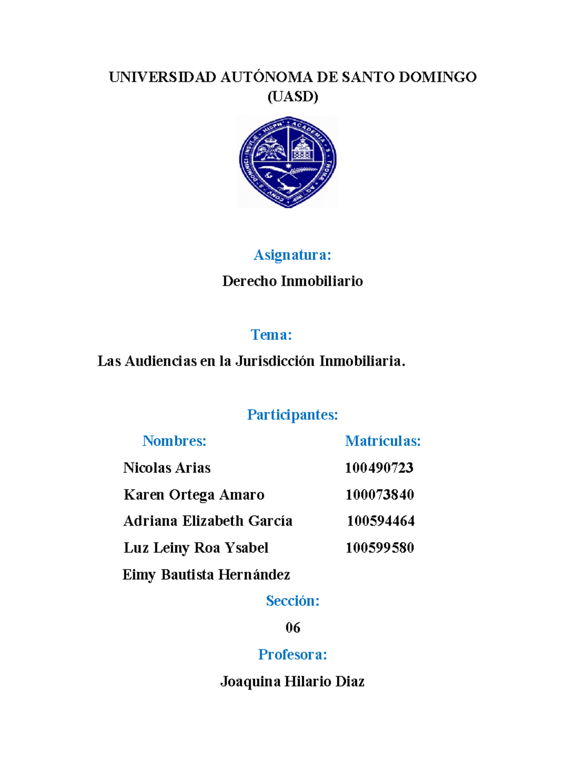 Las Audiencias en Inmobiliario - UNIVERSIDAD AUTÓNOMA DE SANTO DOMINGO ...